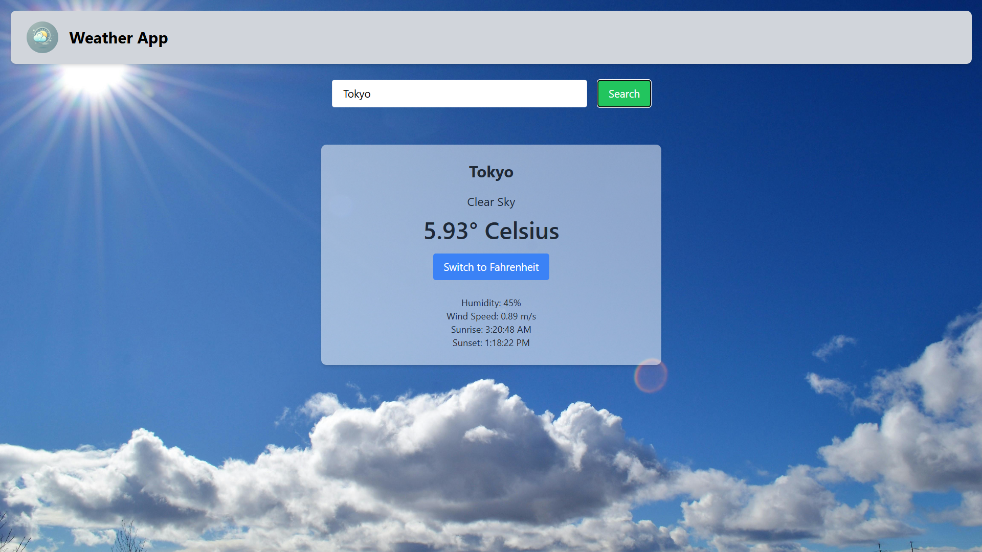 ⛅ React Weather App | react-weather-app